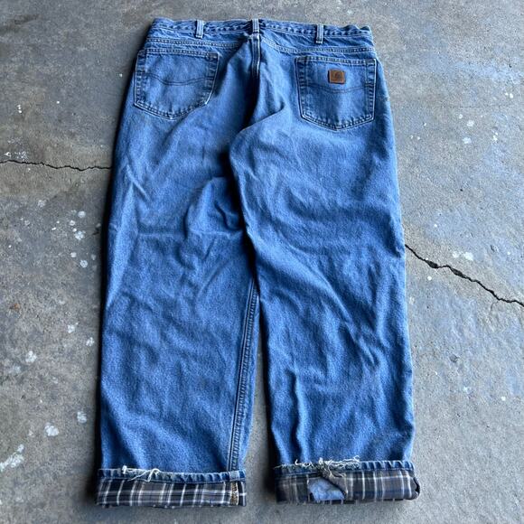 Carhartt | Pants | Vintage Carhartt Flannel Lined Denim Blue Jeans Work ...